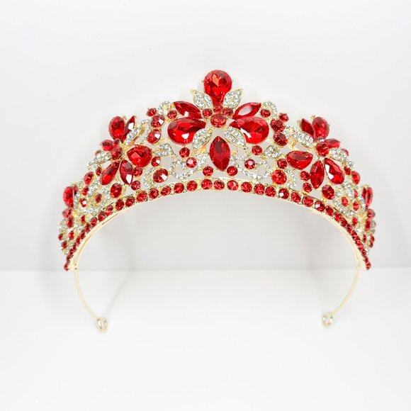 Accessories | Royal Queen Red Crown Bridal Tiara Quinceanera Cosplay ...